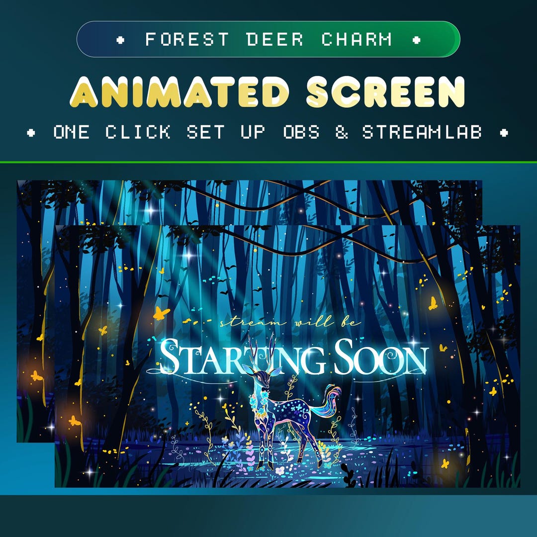 Forest Deer Charm Animated Stream Screen Overlay for Twitch/aesthetic ...