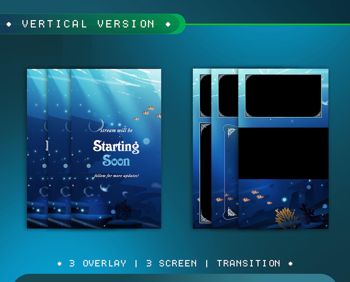 Animated Marine Harmony Stream Overlay: Blue Ocean Underwater for ...