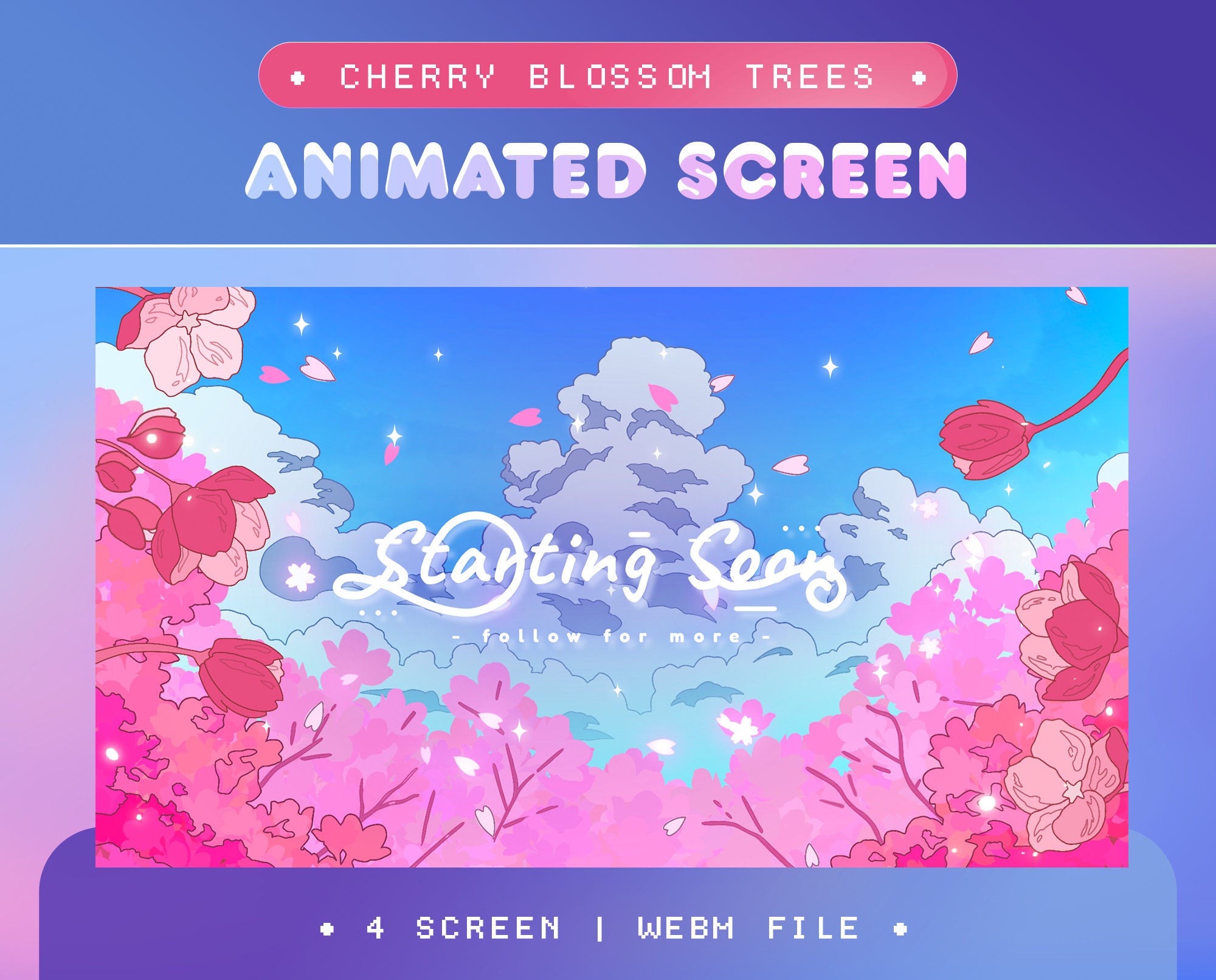 Animated Aesthetic Stream Pack for Twitch, Kick, Youtube/cherry Blossom ...