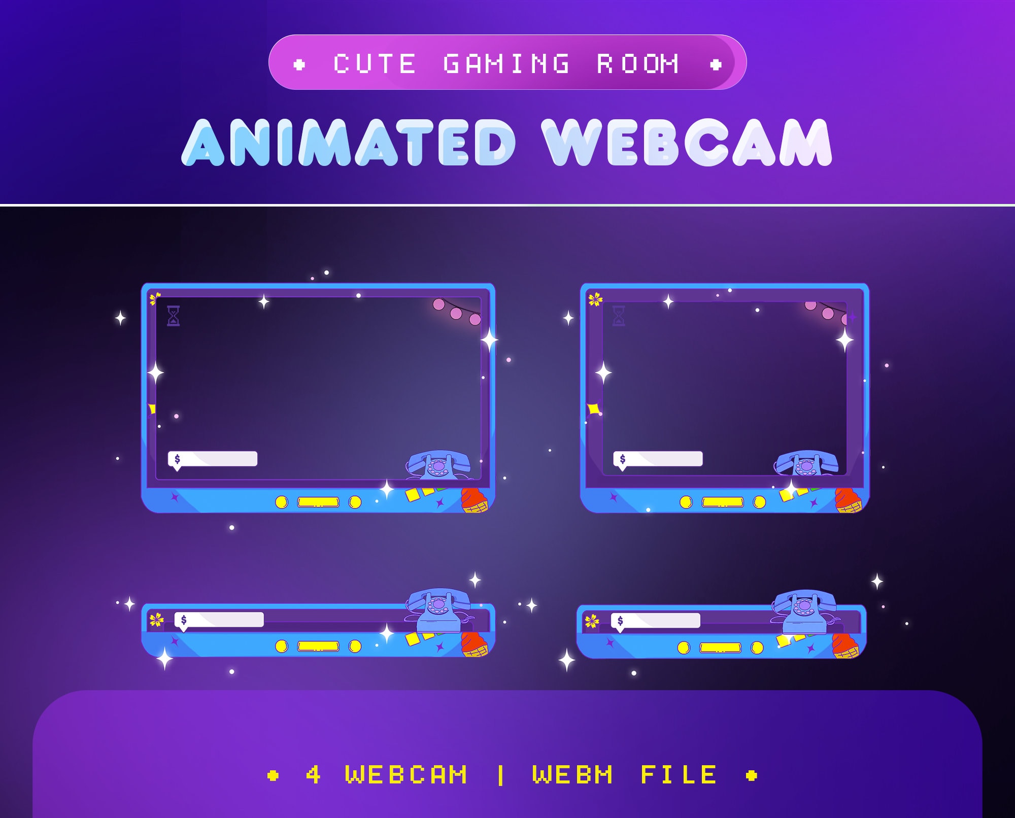 Retro Lofi Room Animated Stream Pack for Twitch, Kick, Youtube/computer ...