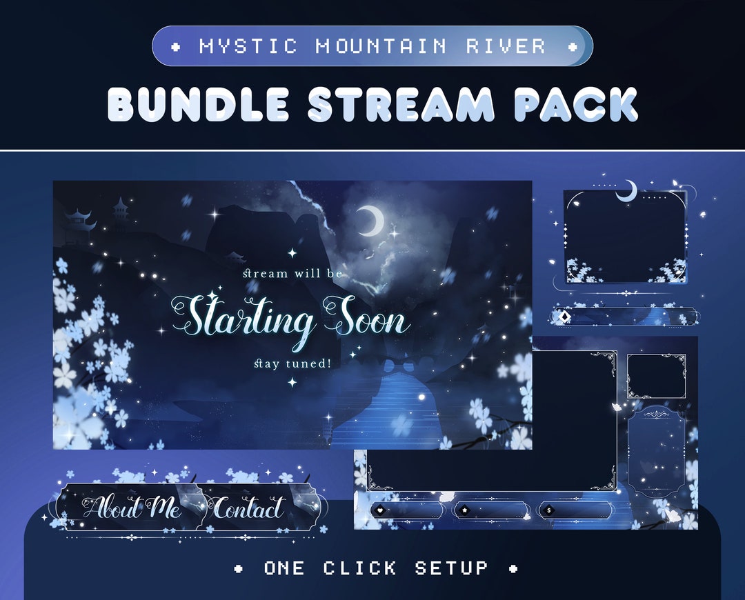 Mystic Mountain River Animated Stream Overlay Pack | Kawaii Cherry ...