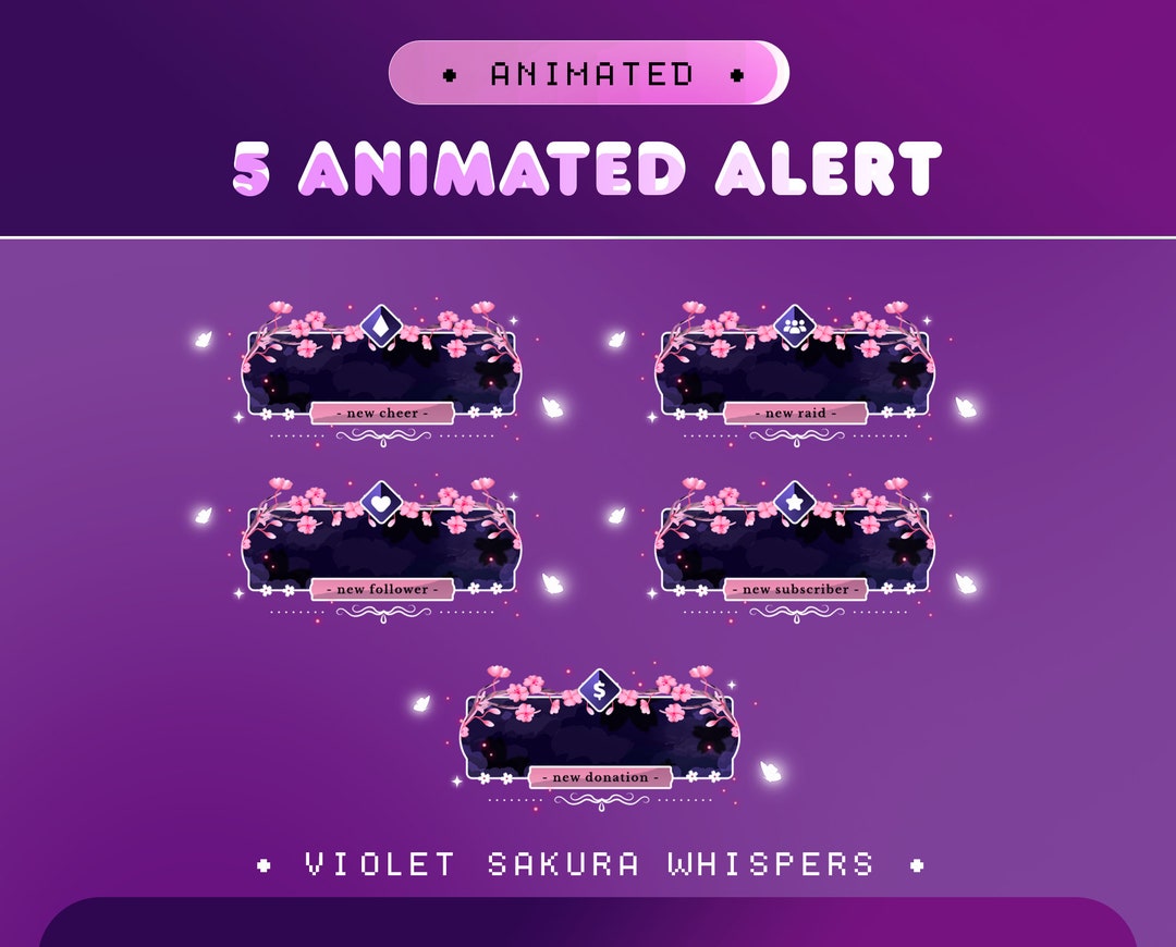 Violet Sakura Whispers Animated Stream Alerts for Twitch, Kick, Youtube ...