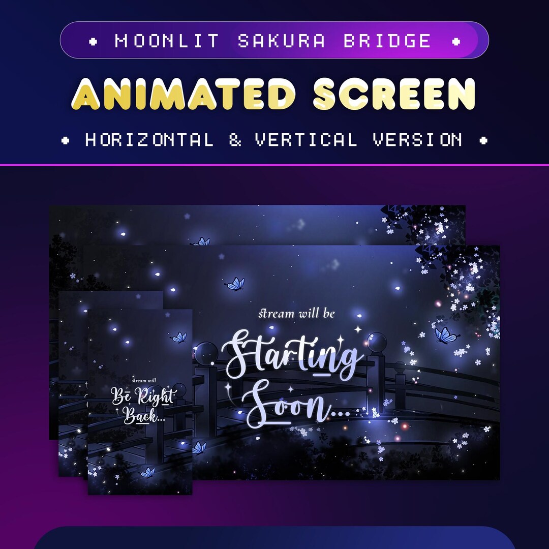 Moonlit Sakura Bridge Animated Stream Screen for Twitch/magical ...