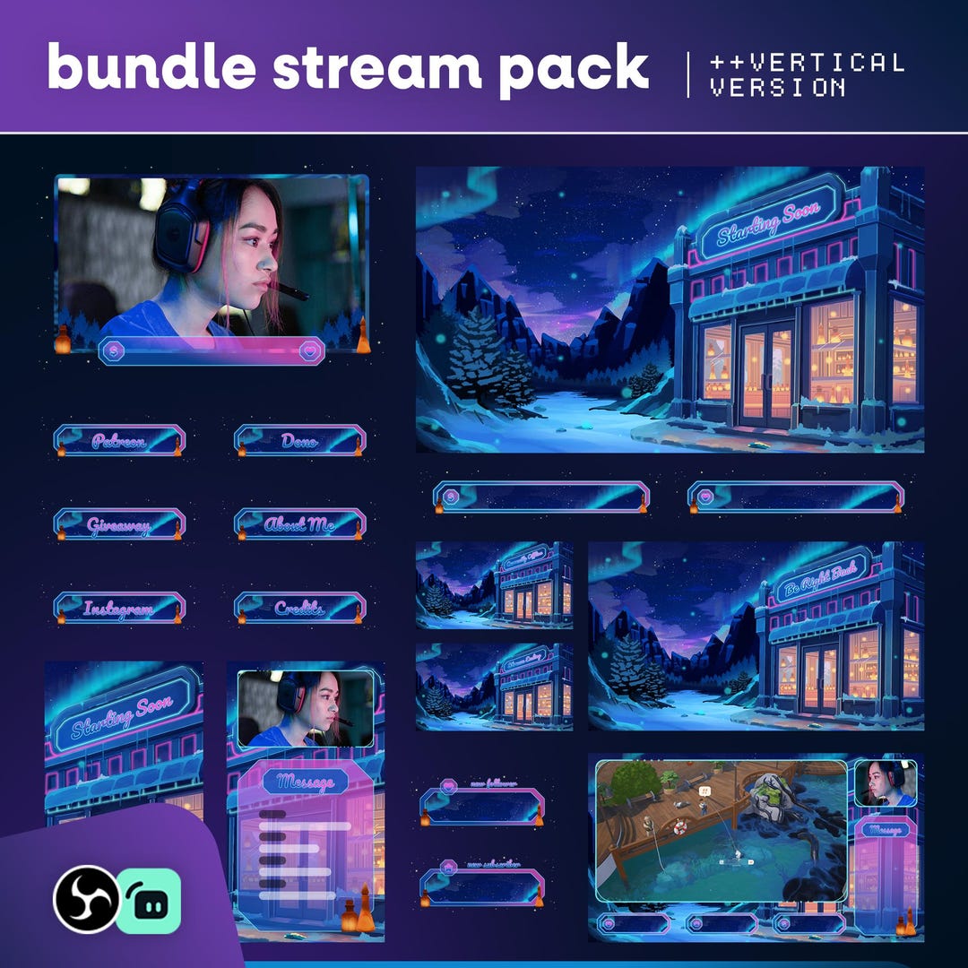 Animated Aurora Frostfall Stream Overlay: Frosty Blue Winter Vibes for ...