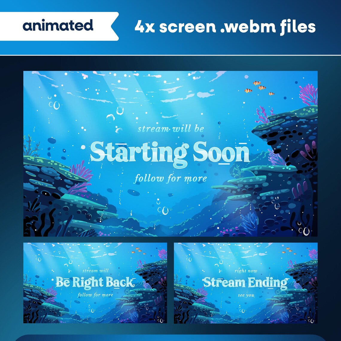 Underwater Animated Stream Screens: Aqua Aesthetic Sea Vibes for Twitch ...