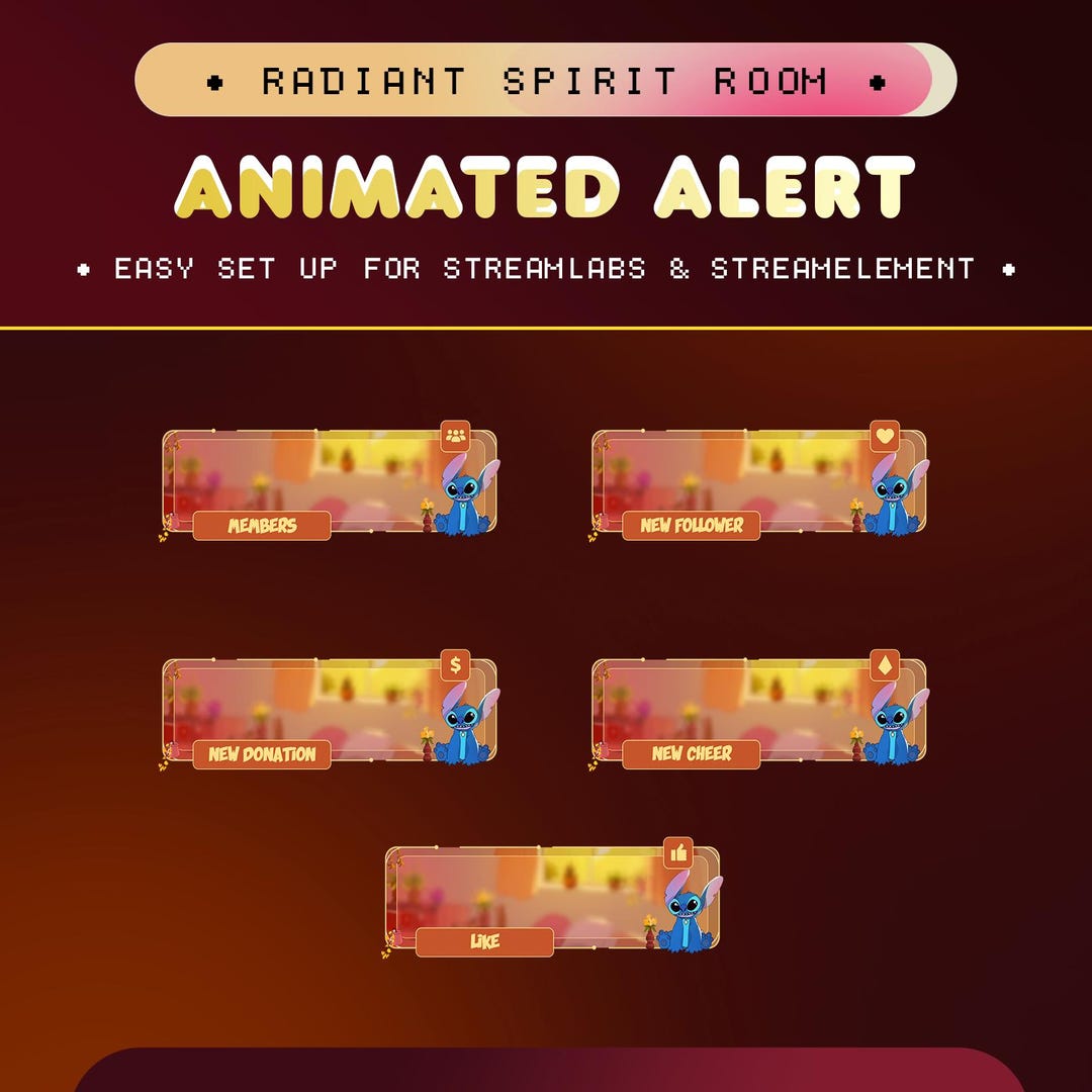 Animated Alert Cute Stitch Inspired for Twitch, Kick, Youtube ...