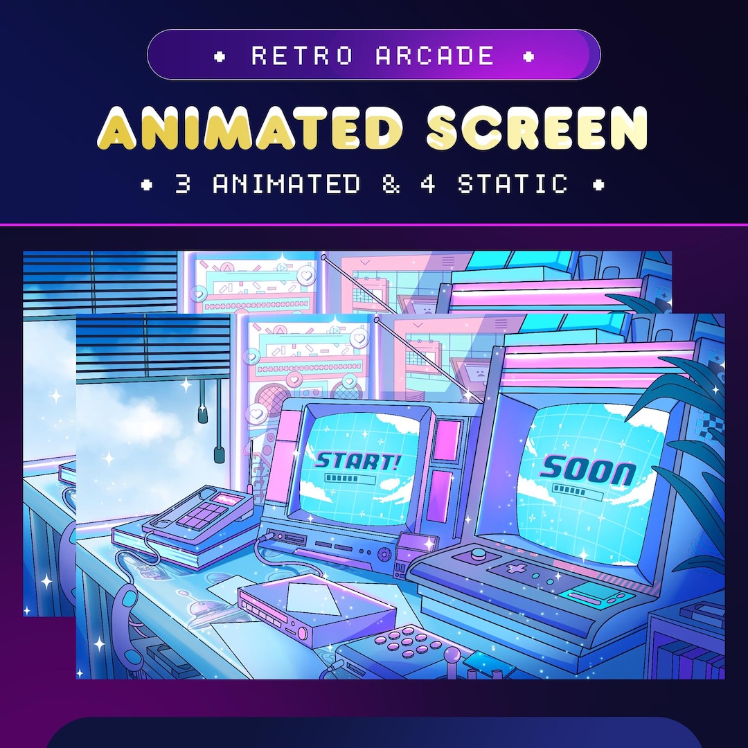 Retro Arcade Animated Stream Screen Pack for Twitch/gaming Room Stream ...