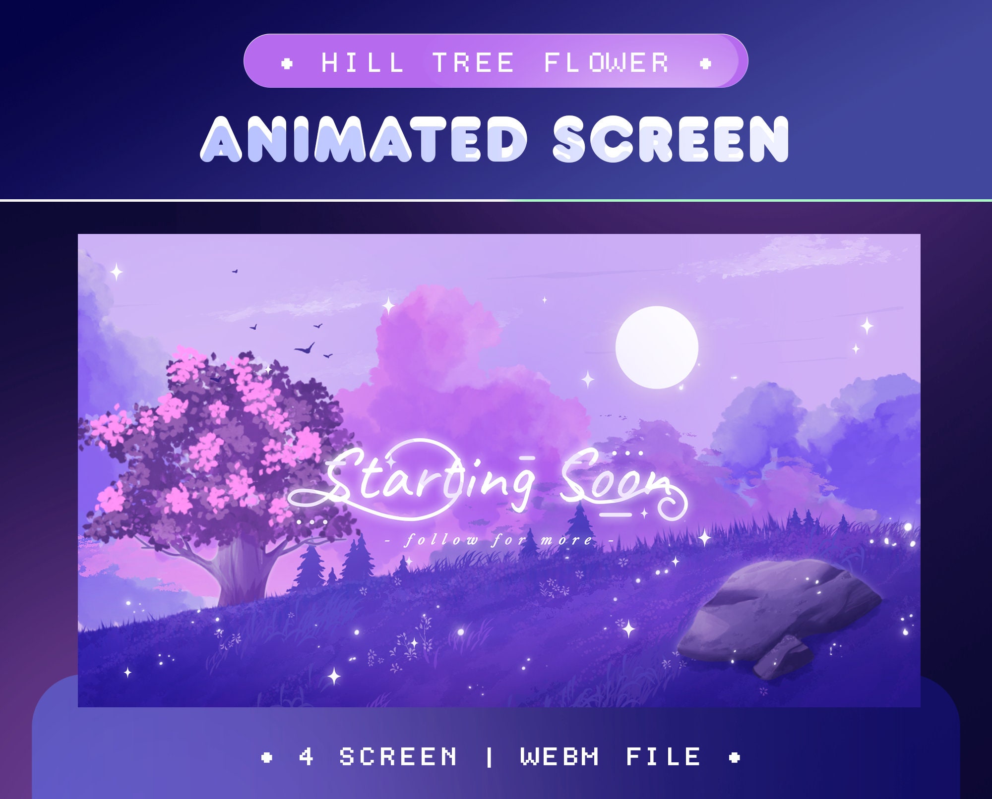 Animated Hill Flower Stream Pack for Twitch, Kick, Youtube/aesthetic ...