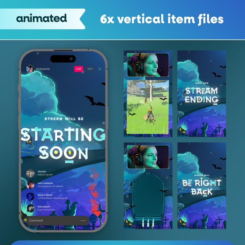 Twitch Horror Zombie Animated Stream Package | Halloween Vtuber Alerts ...