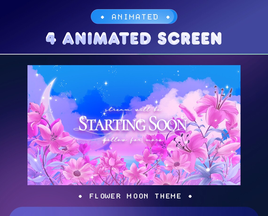 Screen Animated Flower Moon for Twitch Kick - Etsy