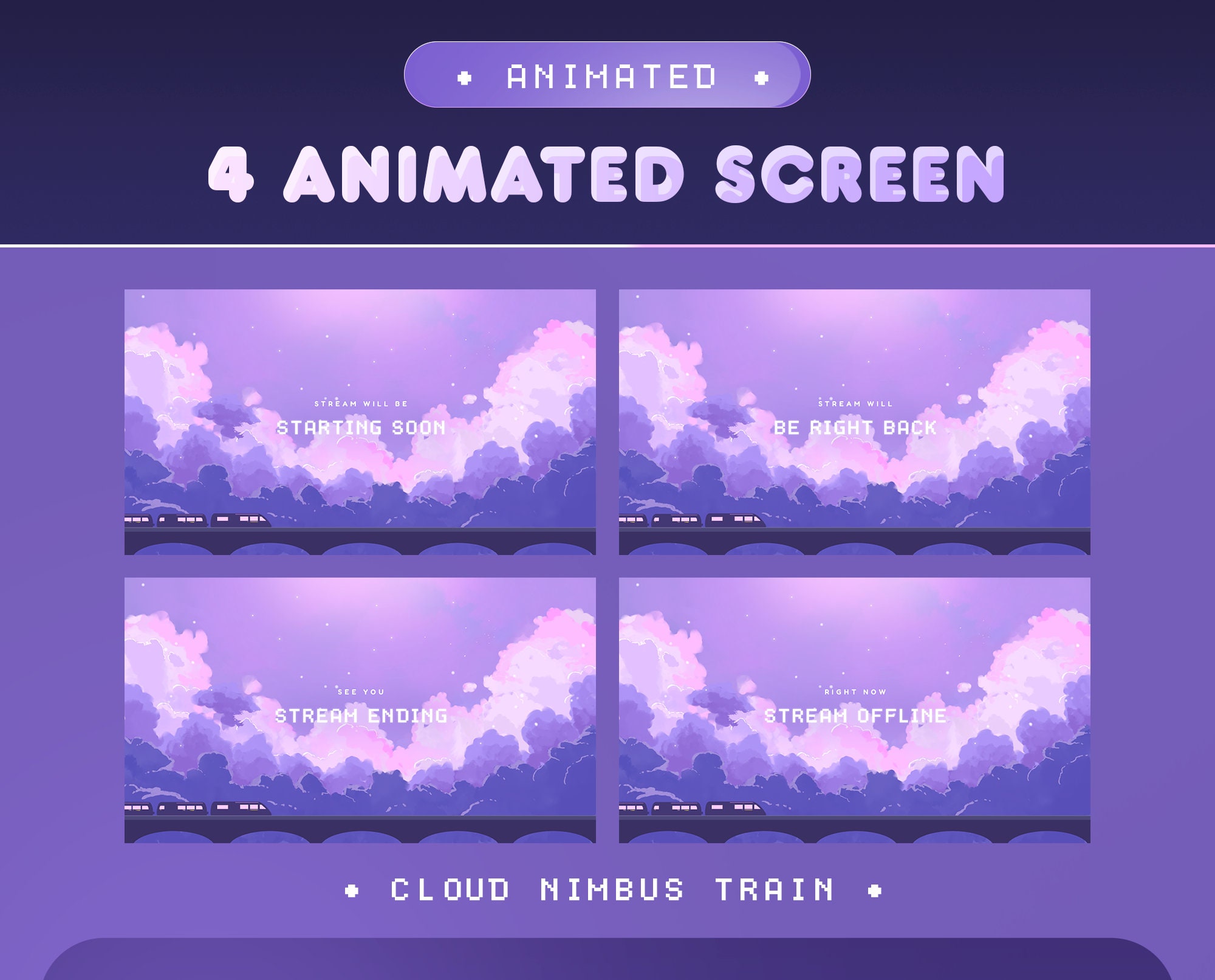 Cloud Nimbus Animated Screen for Twitch, Kick, Youtube/aesthetic Theme ...