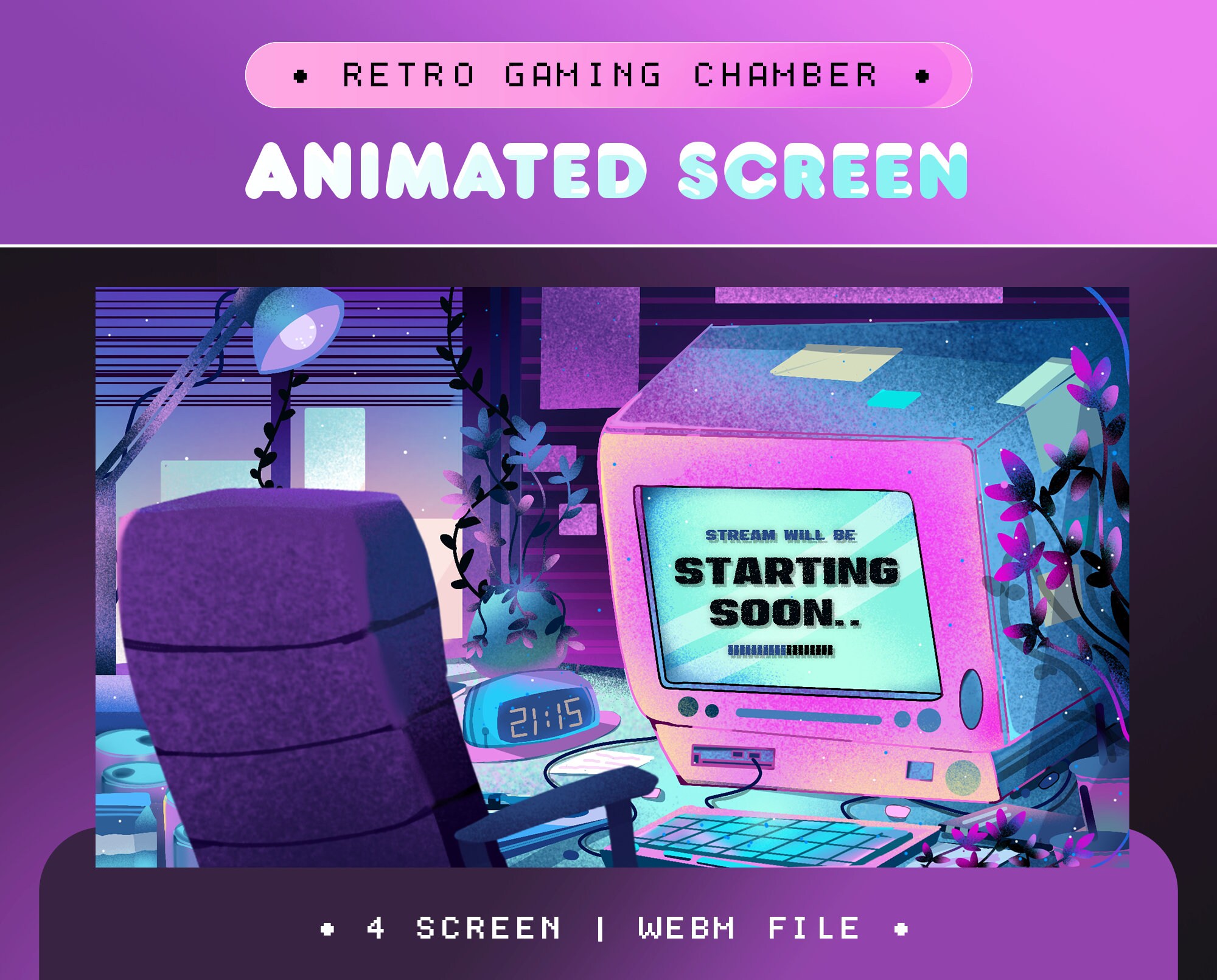 Retro Gaming Chamber Animated Stream Pack for Twitch, Kick, Youtube ...