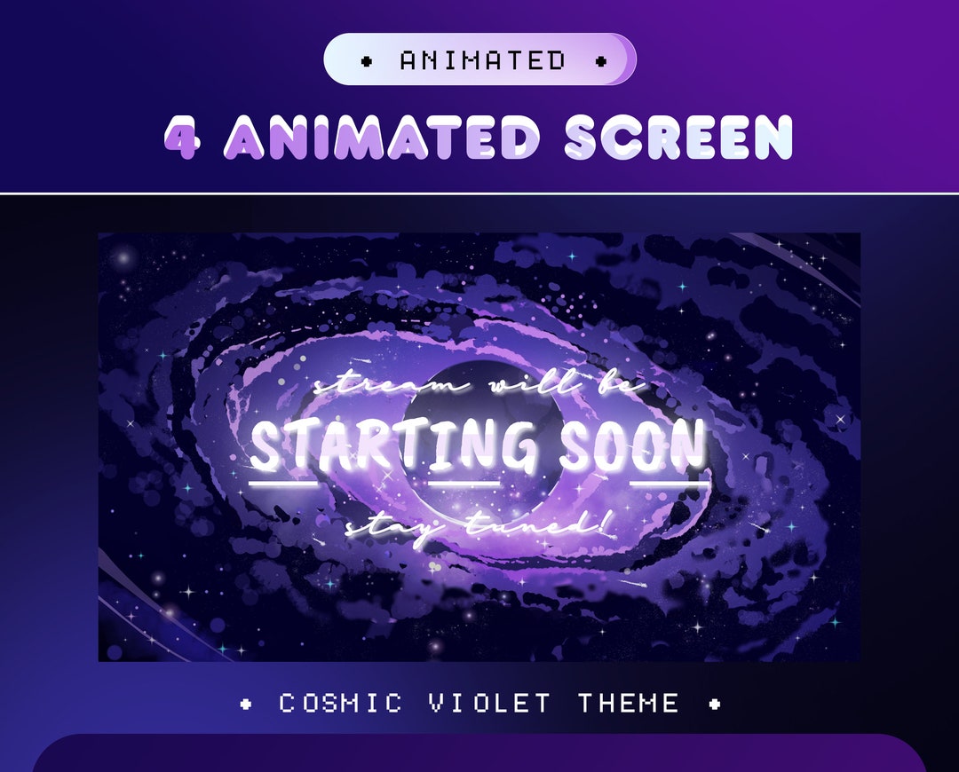 Cosmic Violet Animated Screen Pack for Twitch, Kick, Youtube/purple ...