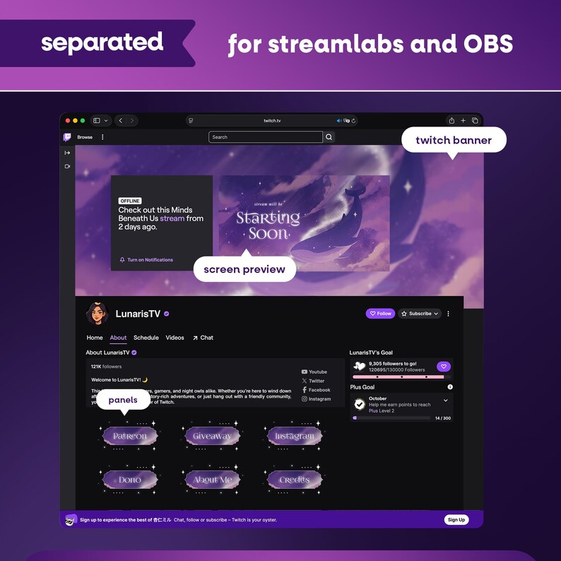 Animated Celestial Whale Stream Overlay: Soft Purple Aesthetic With ...