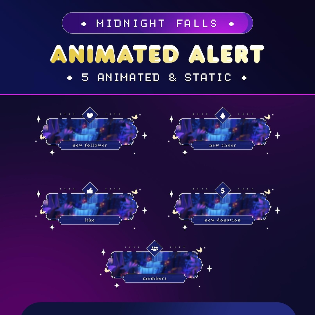 Midnight Falls Animated Stream Alert Package for Twitch/beautiful View ...
