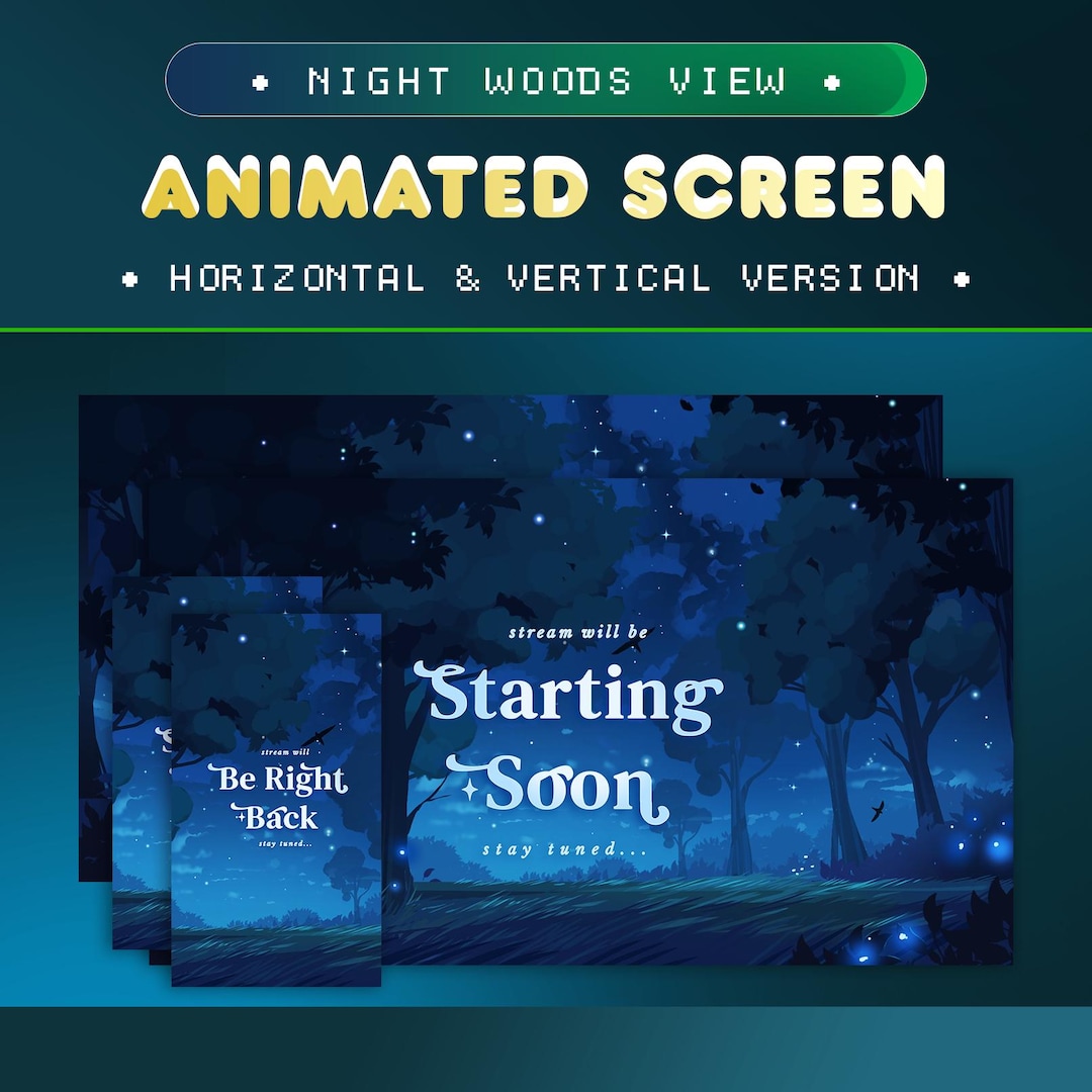 Night Woods View Animated Stream Screen Package for Twitch/vertical ...
