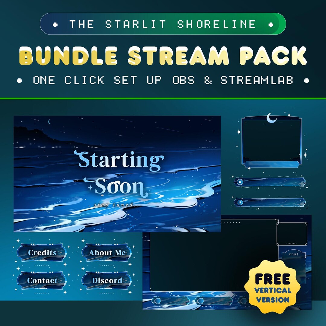 The Starlit Shoreline Animated Stream Overlay Package for Twitch ...