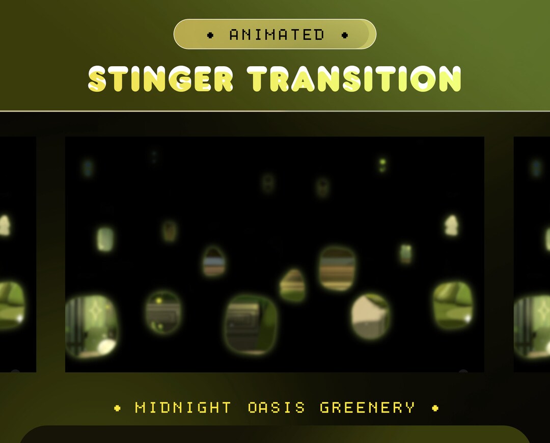 Midnight Oasis Greenery Animated Stinger Transition for Twitch, Kick, Youtube/cozy Theme/lo Fi ...