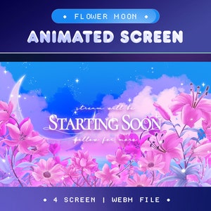 Flower Moon Animated Stream Pack for Twitch, Kick, Youtube/aesthetic ...