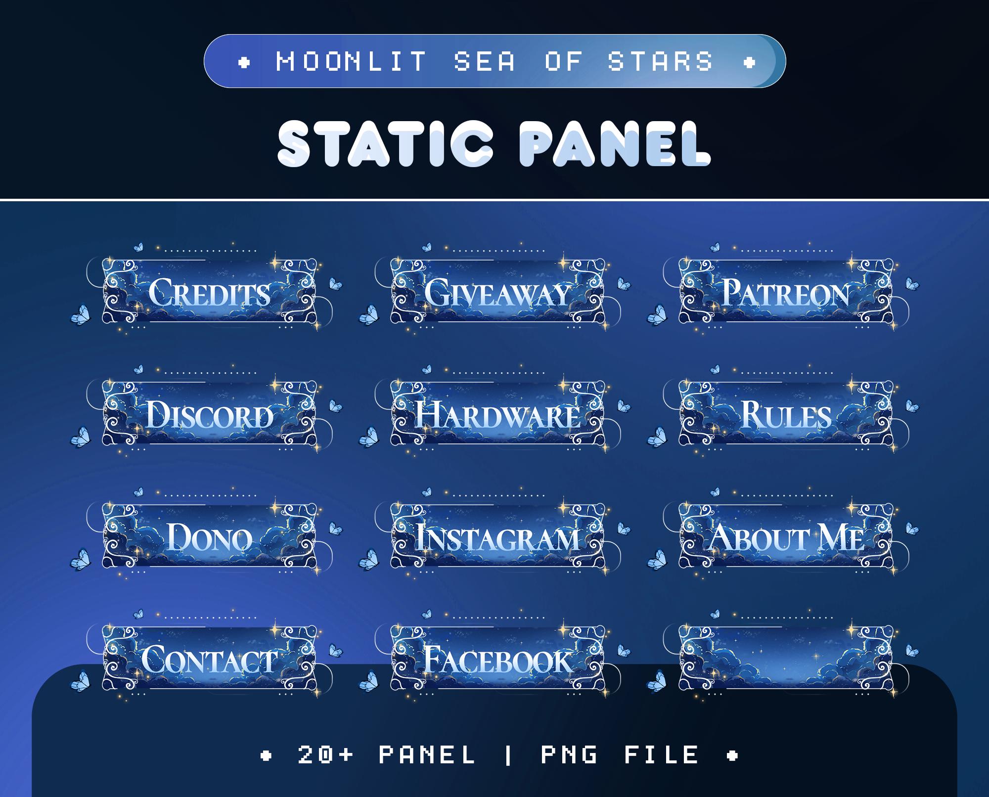 Animated Dreamy Blue Night Stream Overlay: Moonlit Sea Stars Vtuber ...