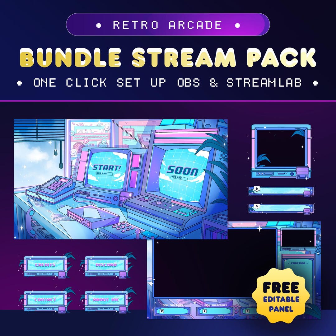 Retro Arcade Animated Stream Overlay Package for Twitch/cozy Room ...