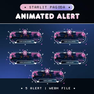 Starlit Pagoda Animated Stream Overlay Bundle for Twitch Youtube Kick ...