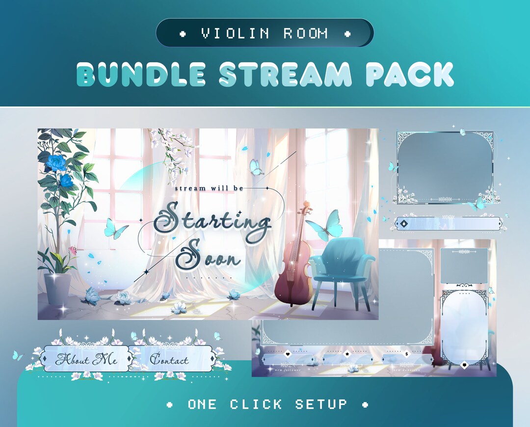 Violin Room Animated Stream Overlay Package for Twitch/room Cozy ...