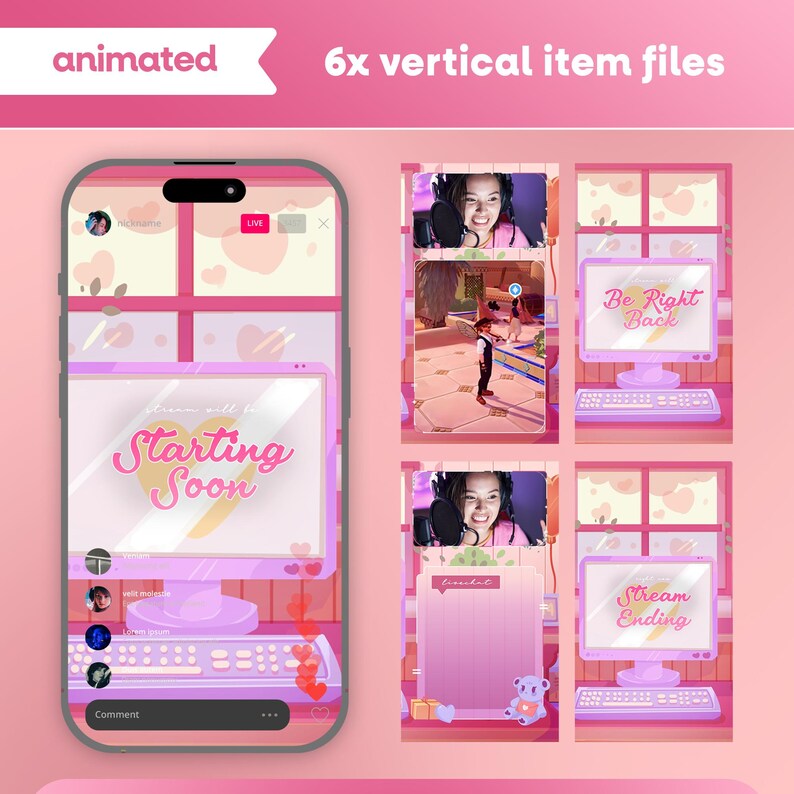 Animated Loveletter Desk Stream Package: Pastel Pink Kawaii for Twitch ...