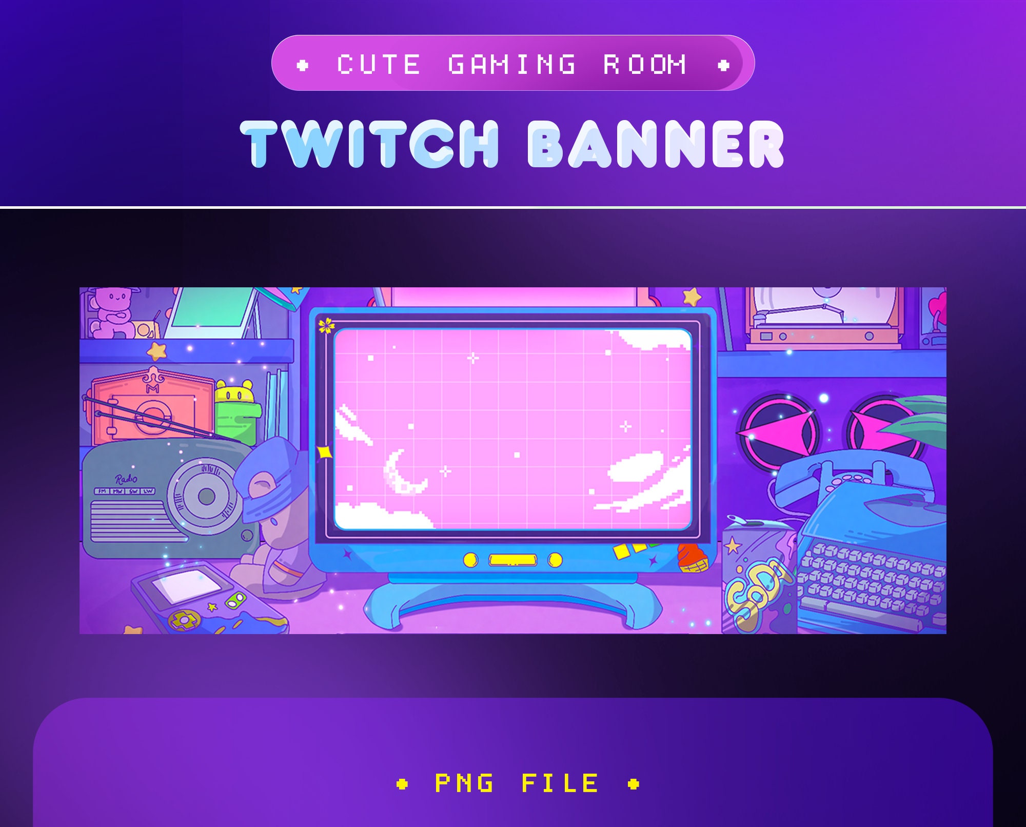 Retro Lofi Room Animated Stream Pack for Twitch, Kick, Youtube/computer ...