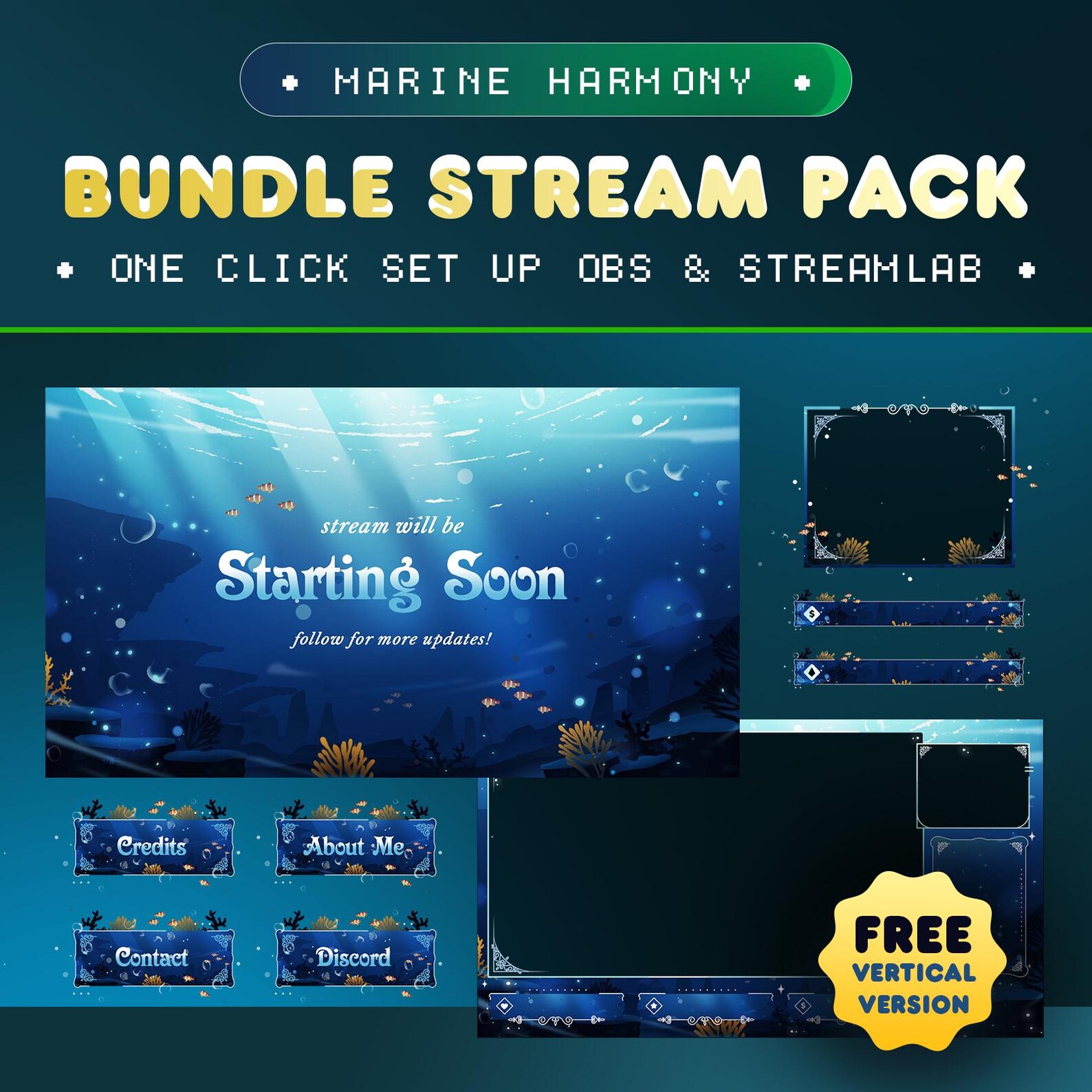 Animated Blue Ocean Underwater Stream Overlay: Marine Harmony for ...