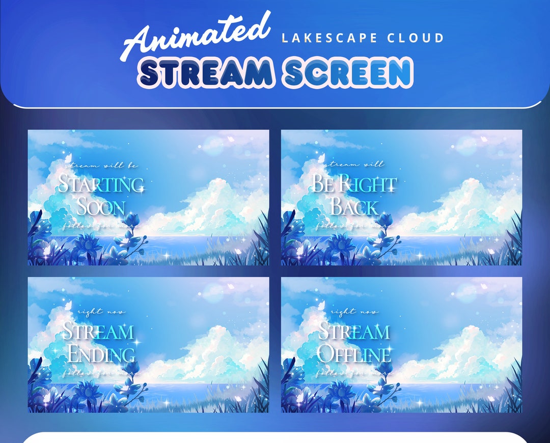 Lakescape Cloud Vtuber Animated Screen for Twitch, Kick, Youtube/blue ...