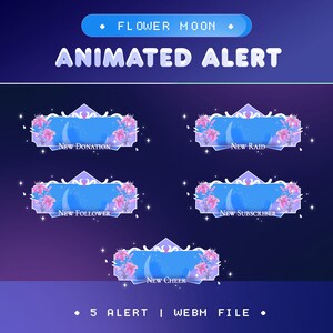 Flower Moon Animated Stream Pack for Twitch, Kick, Youtube/aesthetic ...