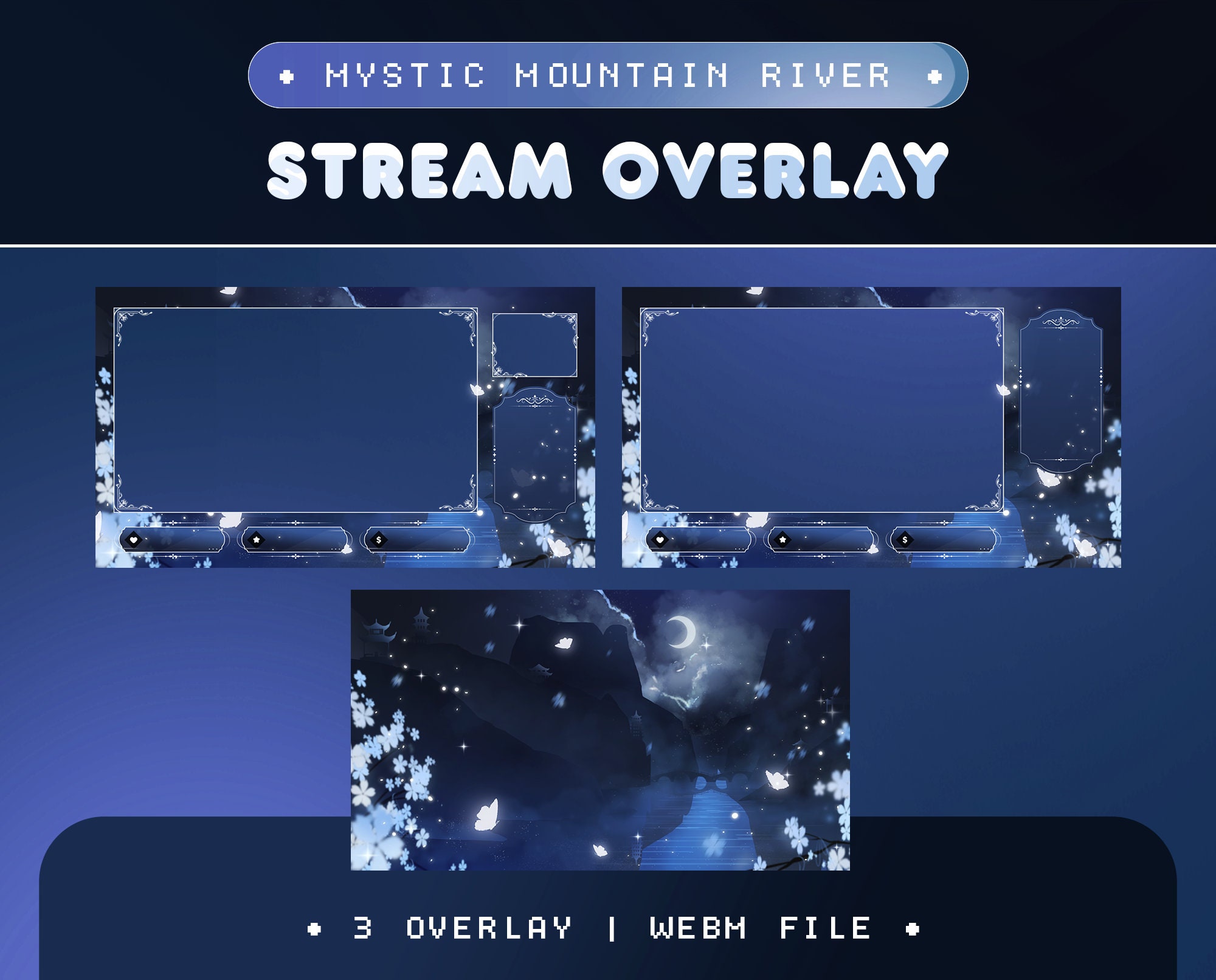 Mystic Mountain River Animated Stream Overlay Pack | Kawaii Cherry ...