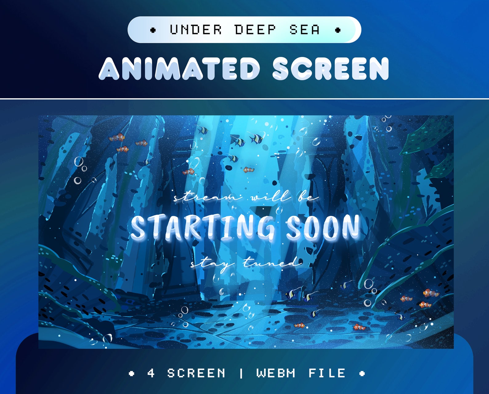 Under Deep Sea Animated Stream Overlay Package for Twitch, Kick ...
