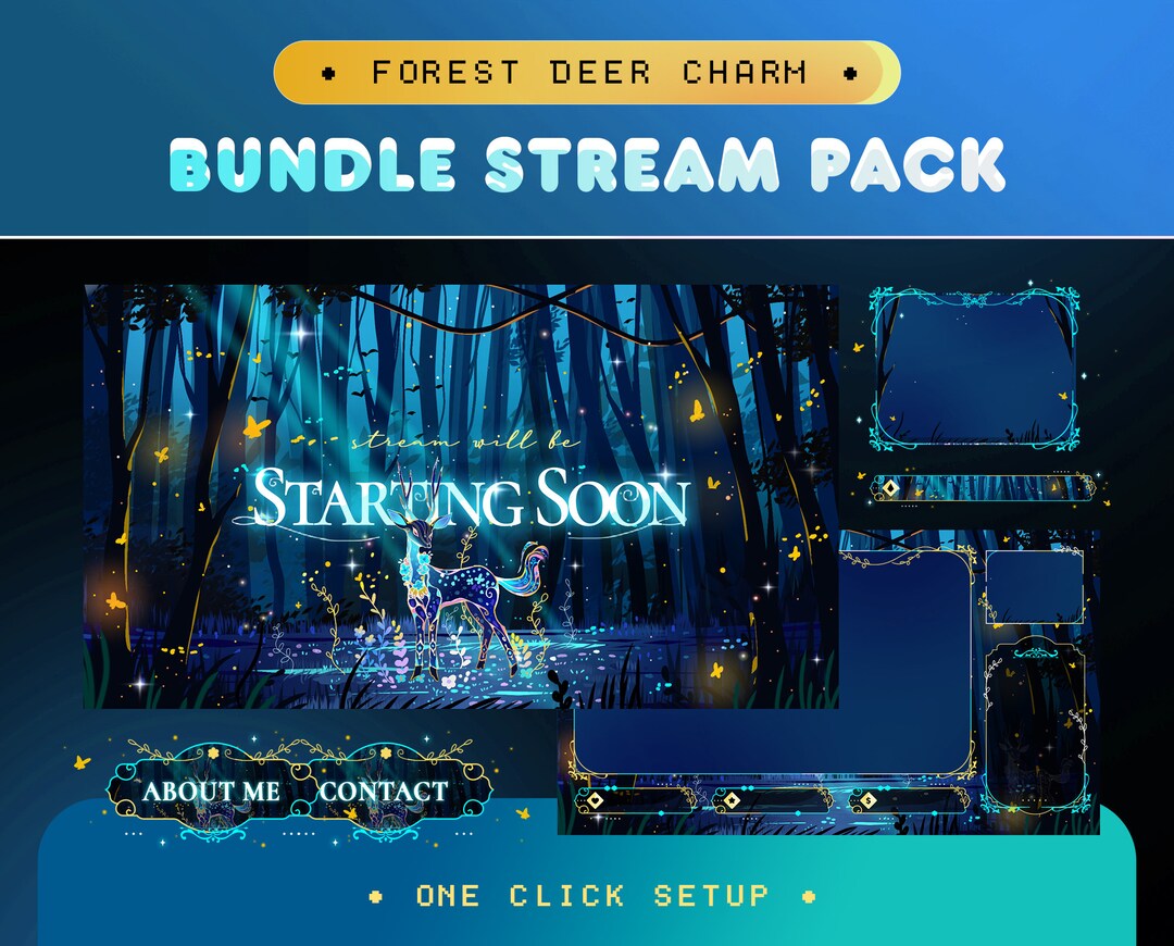 Forest Deer Charm Animated Stream Overlay Package for Twitch/forest ...