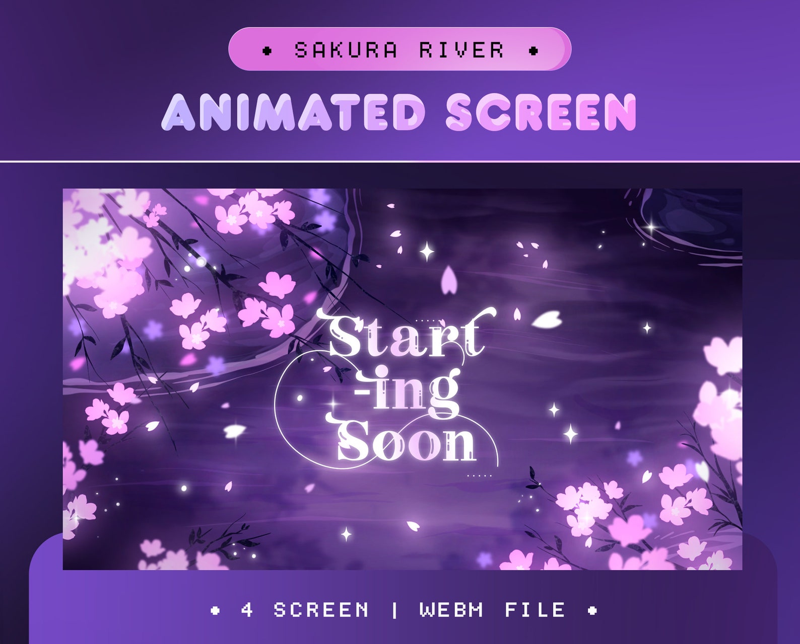 Animated Sakura River Stream Pack for Twitch, Kick, Youtube/aesthetic Theme/overlay Set/japan ...