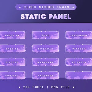 Cloud Nimbus Animated Stream Pack for Twitch, Kick, Youtube/aesthetic Theme/train Overlay Set ...