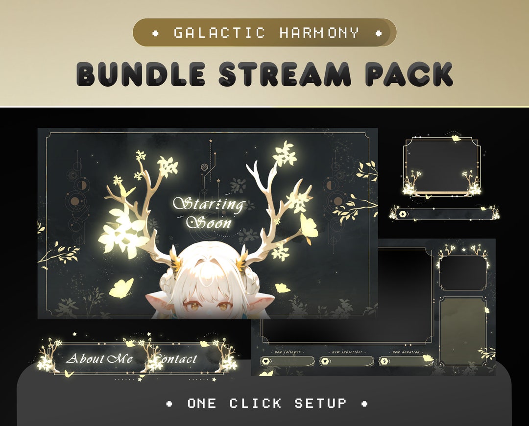 Animated Fantasy Anime Twitch Overlay: Galactic Harmony Vtuber Pack for ...