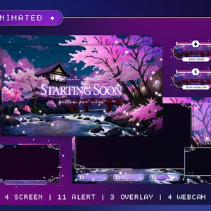 Kawaii Cherry Blossom Overlay | Minka River Purple Pink Animated Pack ...