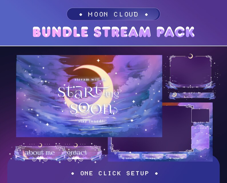 Aesthetic Animated Stream Pack for Twitch, Kick, Youtube/celestial ...