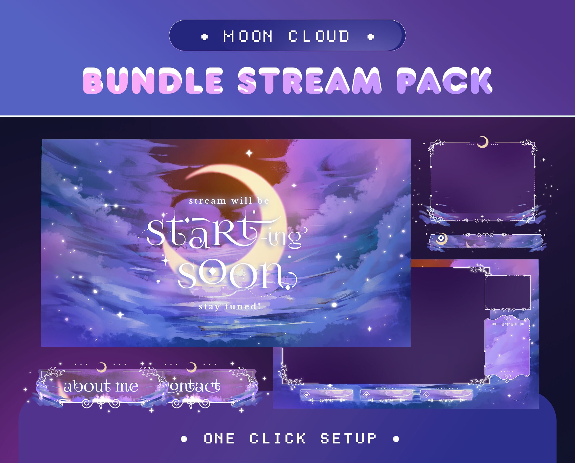 Aesthetic Animated Stream Pack for Twitch, Kick, Youtube/celestial ...