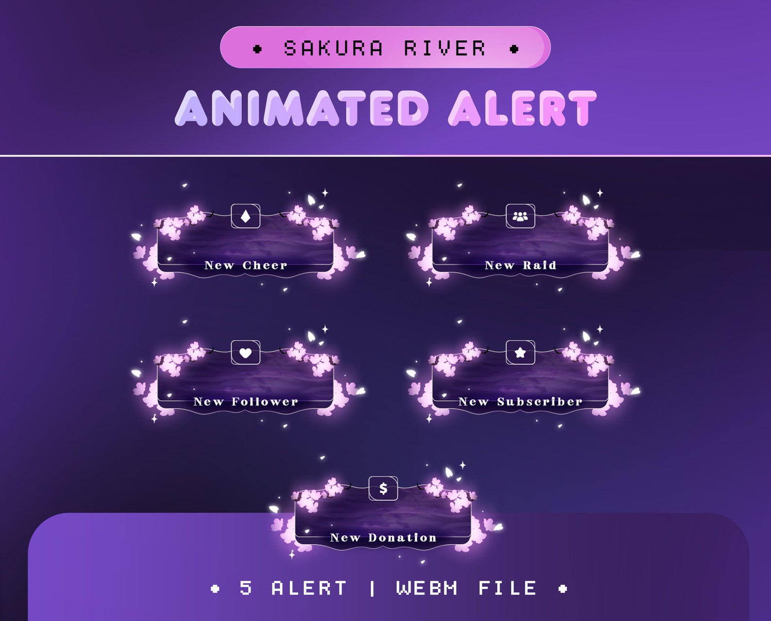Kawaii Japanese Stream Overlay | Sakura River Animated Pack | Twitch ...