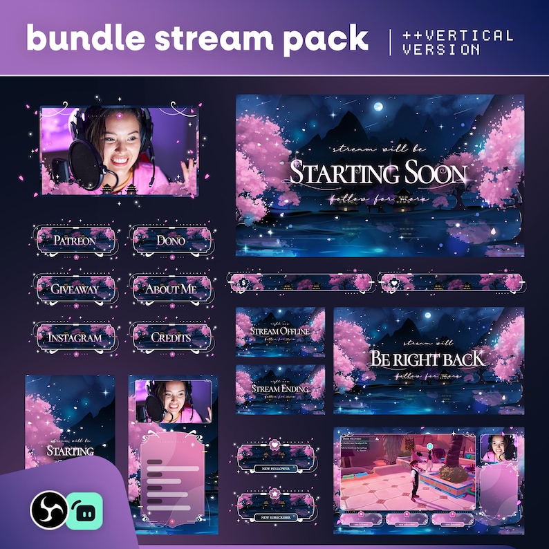 Starlit Pagoda Animated Stream Overlay Pack for Twitch, Kick, Youtube ...