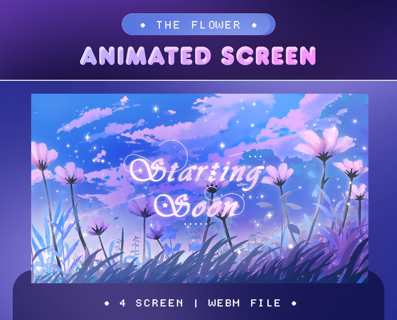 Aesthetic Flower Animated Stream Pack for Twitch, Kick, Youtube/blue ...