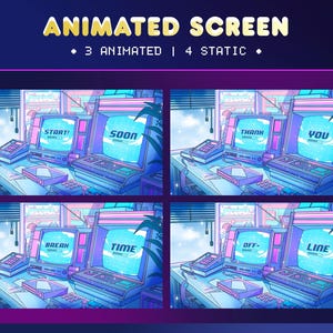Retro Arcade Animated Stream Screen Pack for Twitch/gaming Room Stream ...
