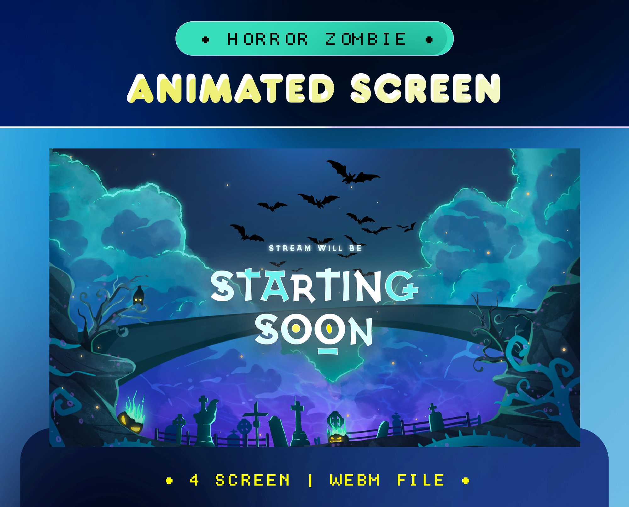 Horor Zombie Animated Stream Pack For Twitch Kick Etsy