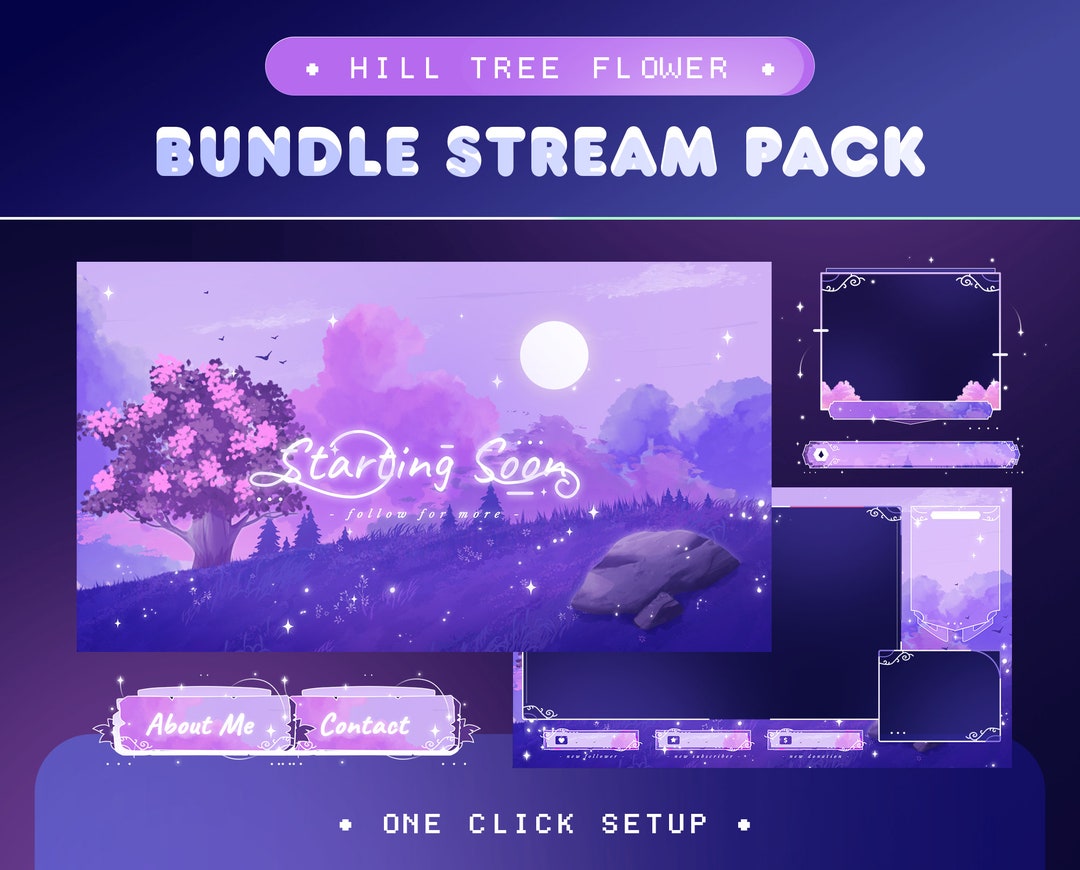 Animated Hill Flower Stream Pack for Twitch, Kick, Youtube/aesthetic ...