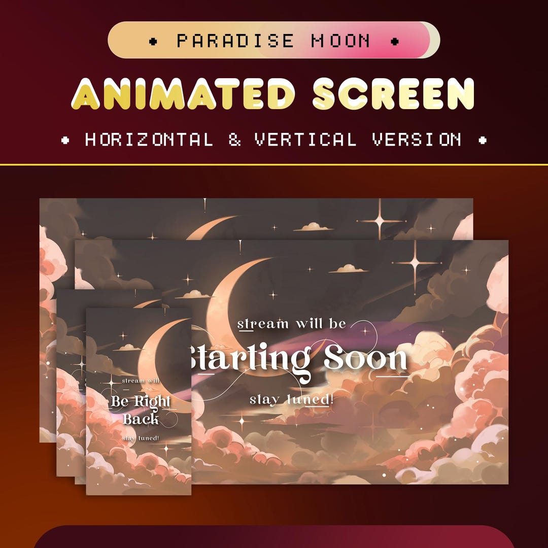 Paradise Moon Animated Stream Screen Package for Twitch/vertical Screen ...