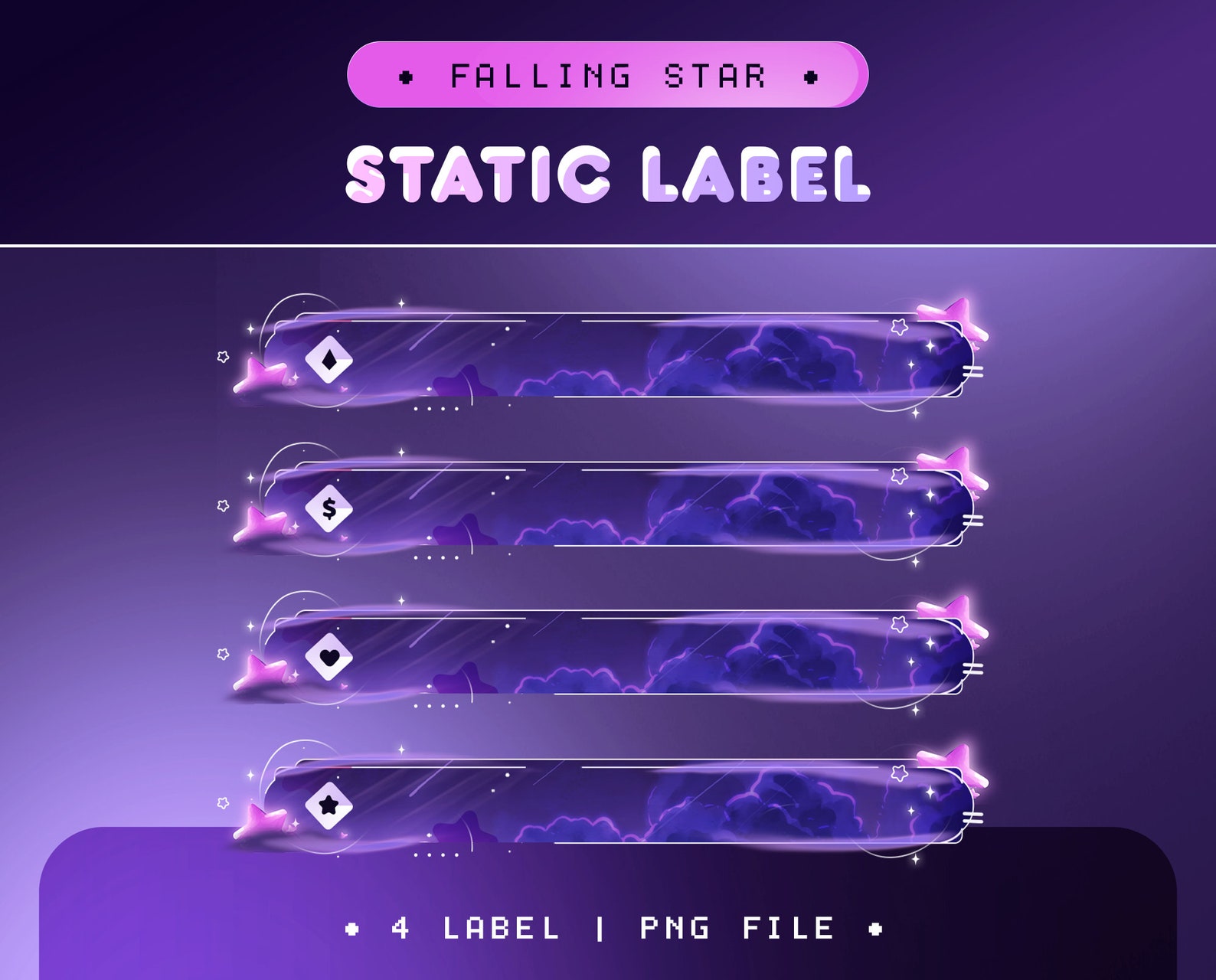 Animated Falling Star Stream Pack for Twitch, Kick, Youtube/purple ...