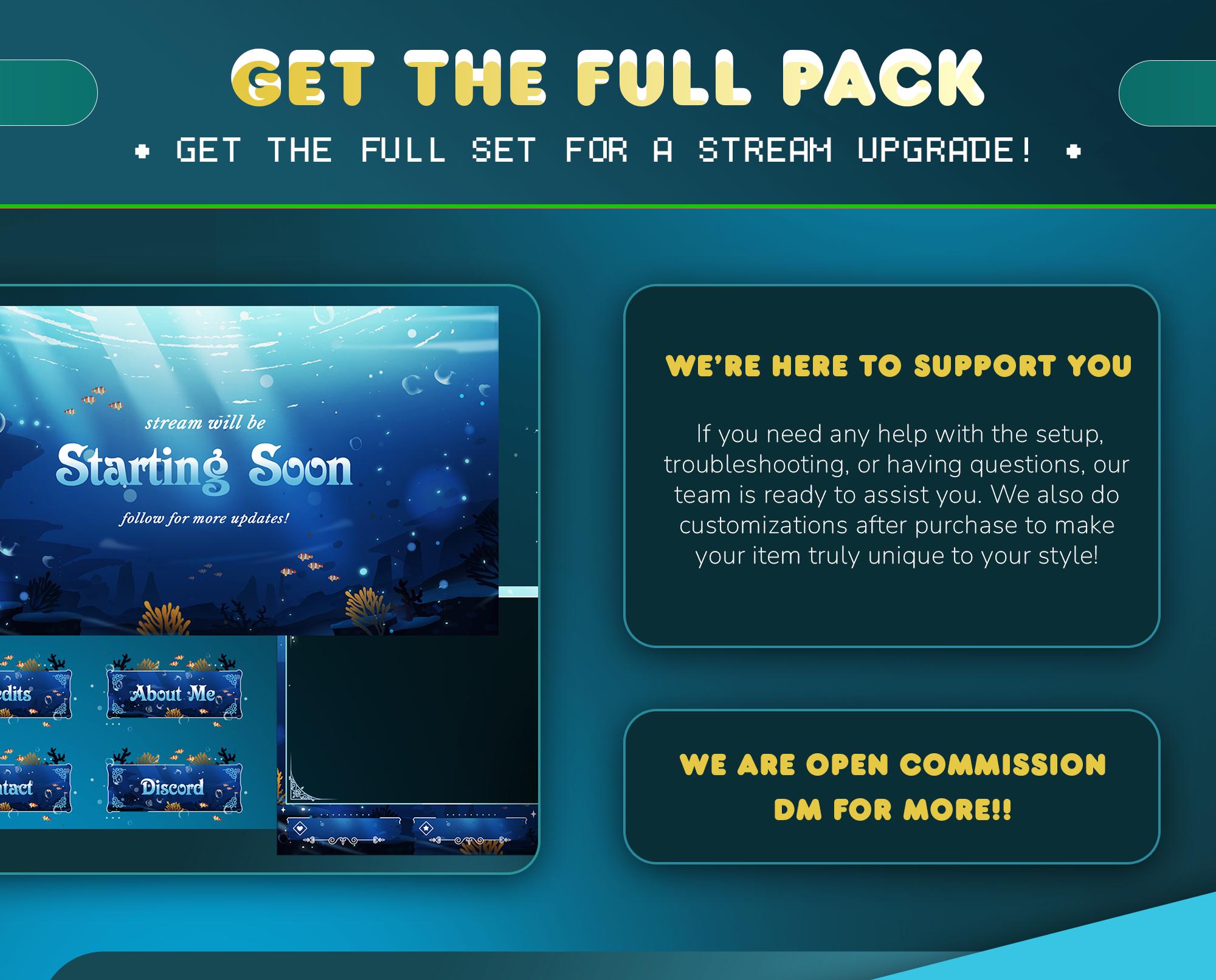Animated Marine Harmony Stream Alerts: Blue Ocean Underwater for Twitch ...